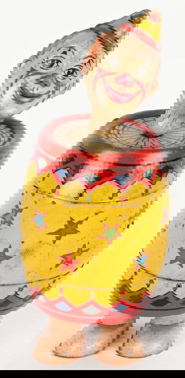 Chein Tn Windup Clown In Barrel Auction