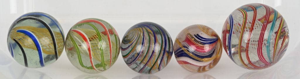5- Antique Swirl Marbles Auction