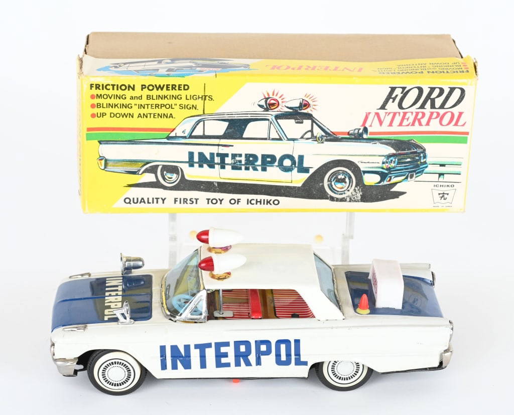 Ichiko Tin Friction Ford Interpol Car W/ Box Auction