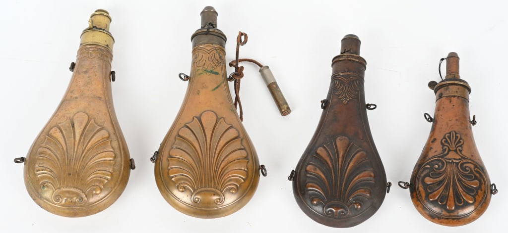 4 Brass & Copper Powder Flasks