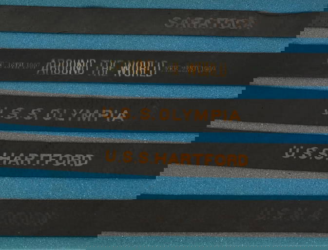 Span Am Wwi Us Navy Cap Talley Lot Battleship Ww1