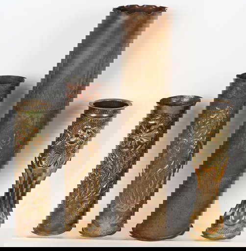 Ww1 Us Trench Art Shell Lot Cathedral Of Reims Wwi