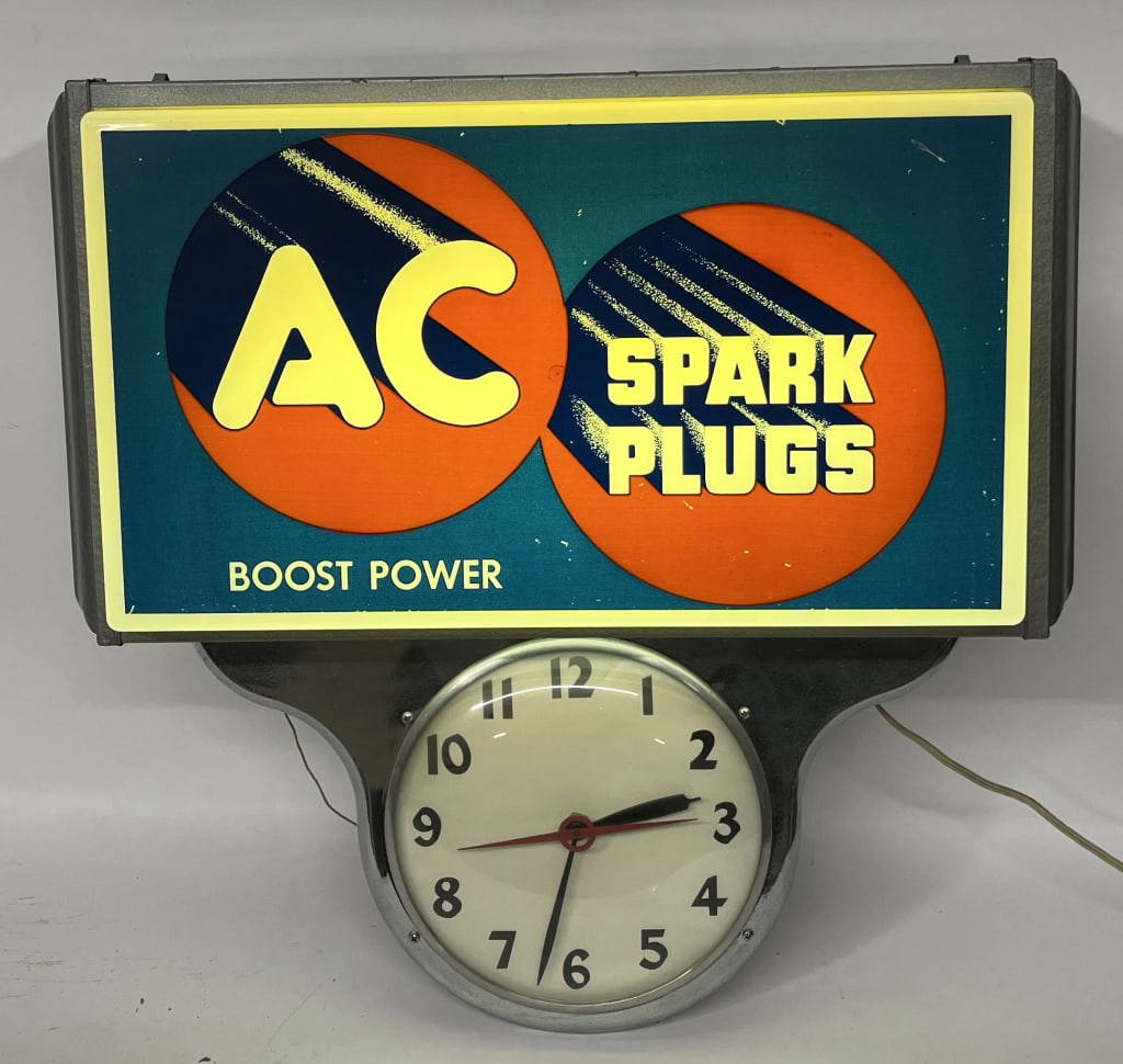 Ac Delco Spark Plug Lightup Service Station Clock Auction