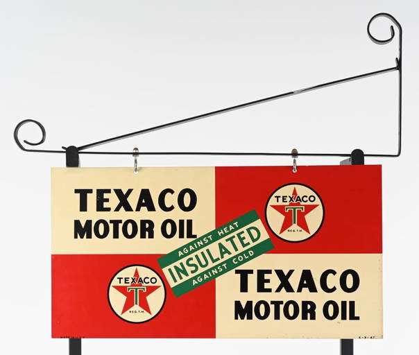 Dst Texaco Motor Oil Insulated Sign W/ Hanger