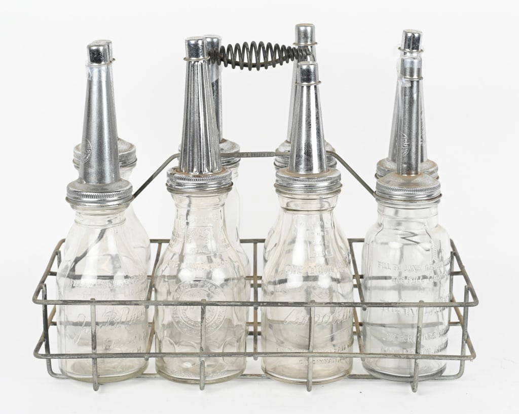 Service Station Oil Bottles & Rack Auction