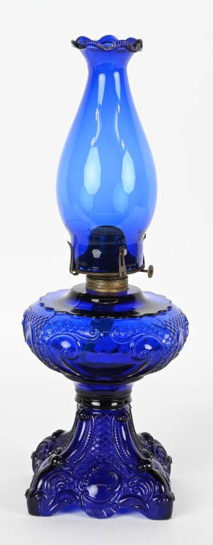 Vintage Cobalt Blue Oil Lamp Auction