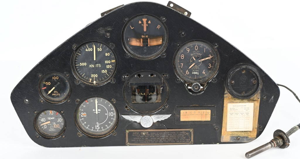 British Instrument Panel For De Havilland Airplane Auction