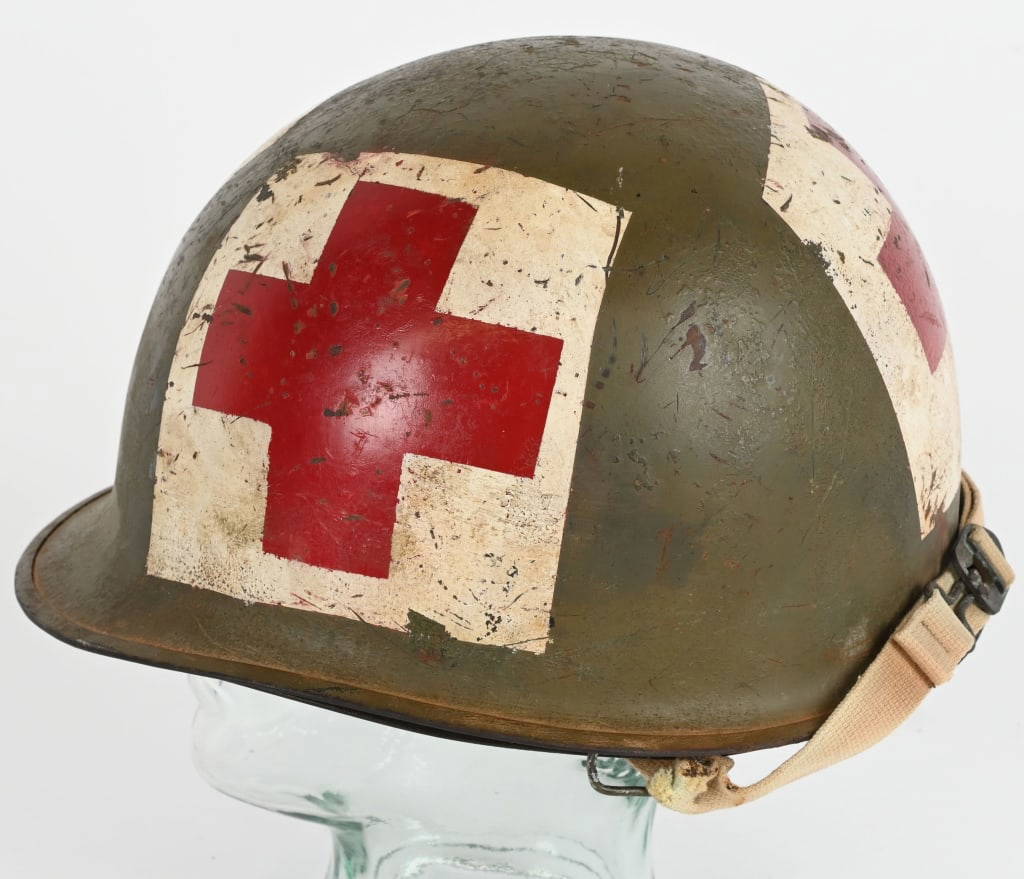 Korean War Airborne Combat Medic Helmet W Liner Auction
