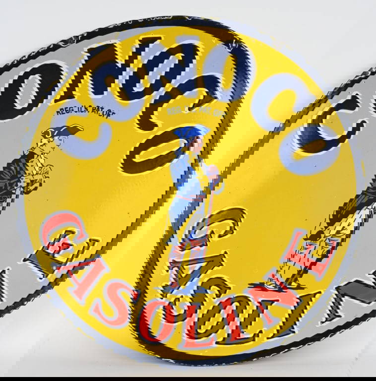 Conoco Gasoline Ds Porcelain Sign Auction