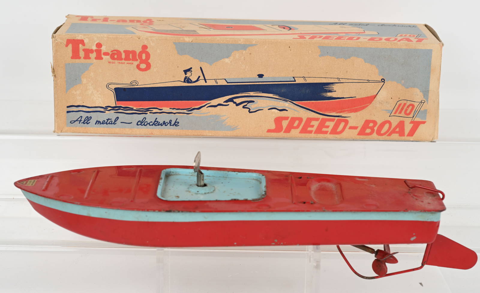 Triang Tin Windup Speed Boat W/ Box Auction
