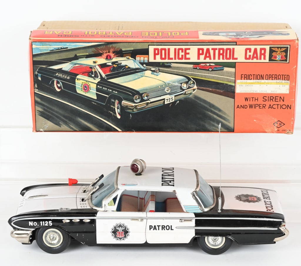 Nomura Tin Friction Buick Police Patrol Car W/box Auction
