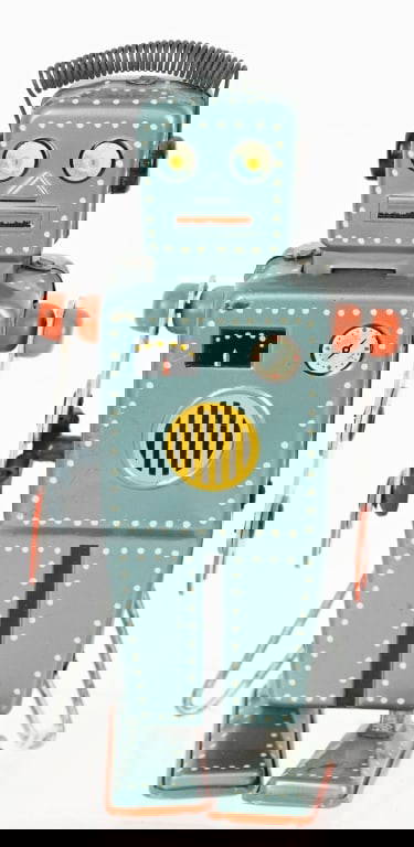 Linemar Tin Windup Easel Back Robot Auction