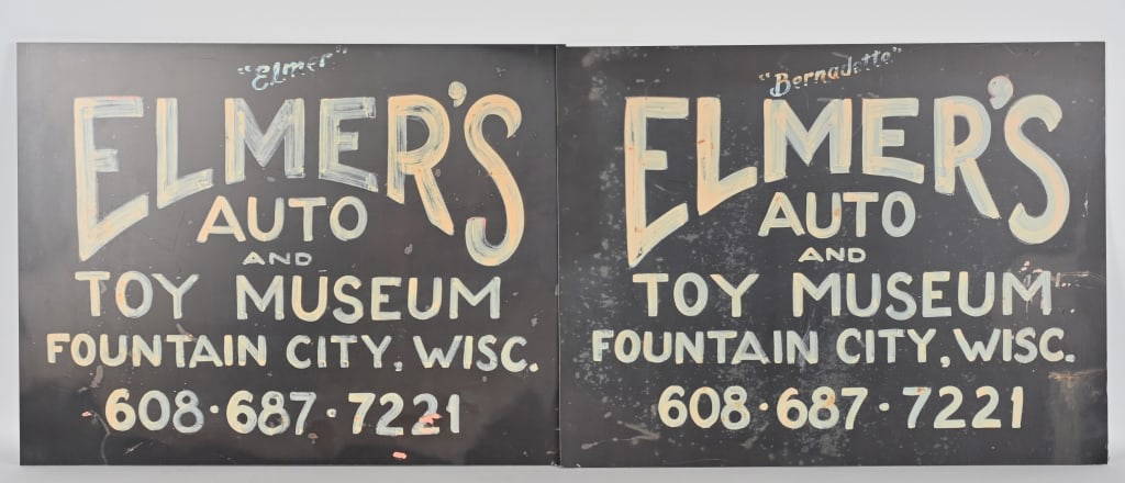 Elmer & Bernadette Elmer's Toy Museum Signs