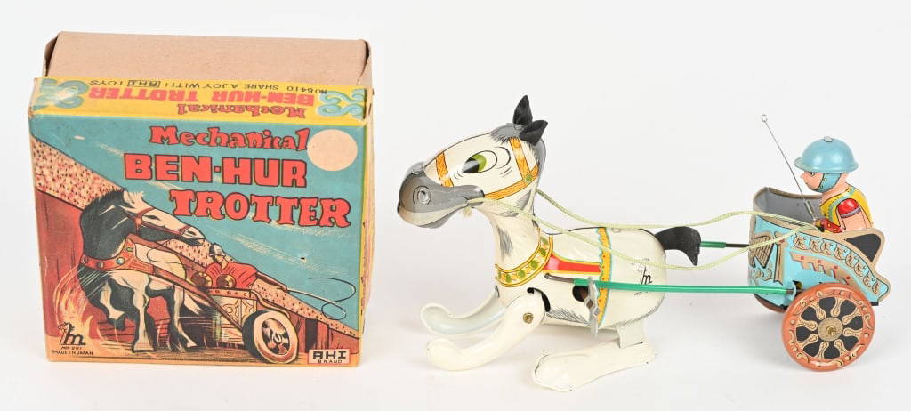 Japan Tin Windup Ben Hur Trotter W/ Box Auction