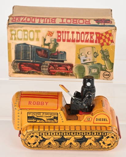 Marusan Tin Friction Robby Robot Bulldozer W/ Box