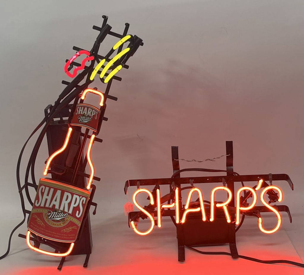 2- Miller Sharps Beer Neon Signs Auction