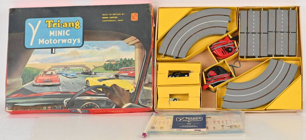 Tri-ang Minic Motorways Slot Car Set W/ Box Auction
