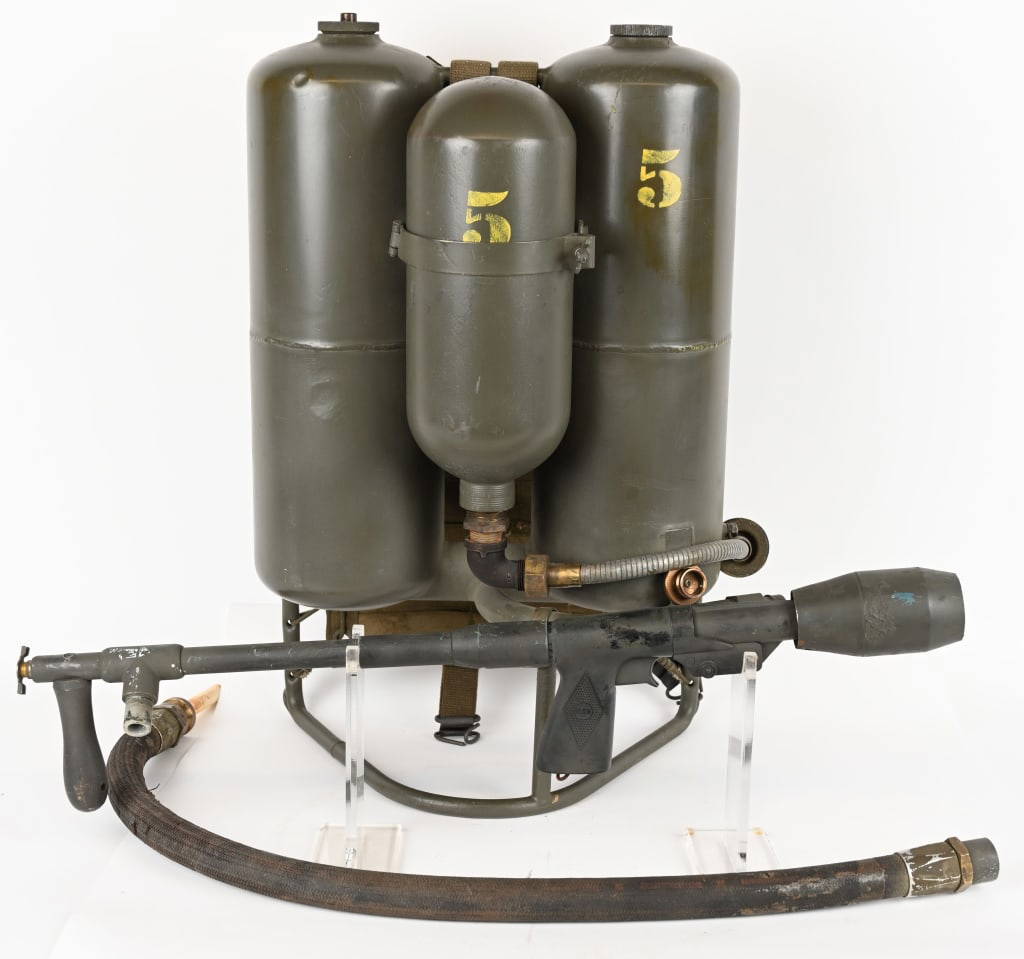 Wwii Us Inert M2 Flamethrower Tanks & Wand Ww2 Auction