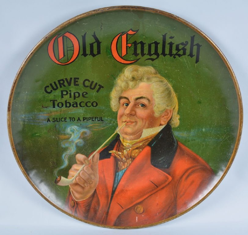 Antique Old English Curved Cut Pipe Tobacco Sign