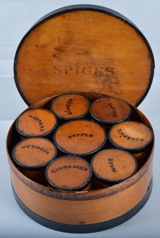 Antique Spice Container W/ 8 Containers