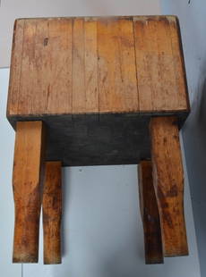 Vintage Labeled Bally Butcher Block Table