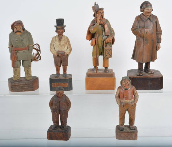 Lot Of 6 German Wood Carved Figures