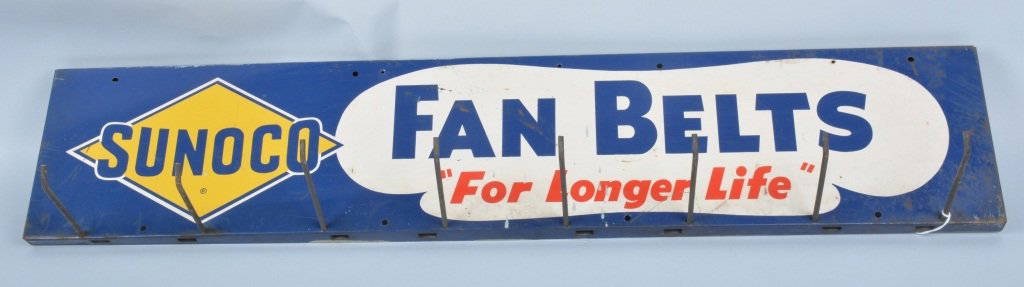 SUNOCO FAN BELTS TIN DISPLAY SIGN - Aug 08, 2015 | Milestone Auctions in OH