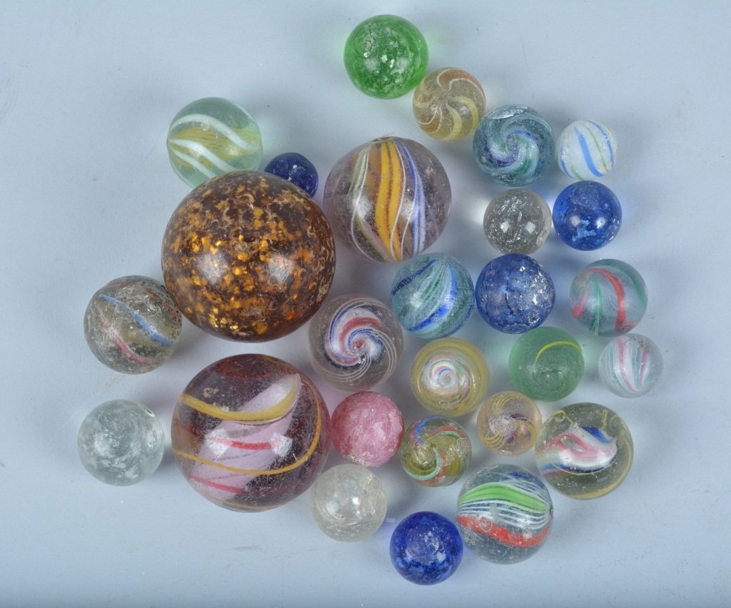 Large Lot of ANTIQUE HANDMADE MARBLES