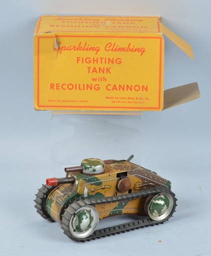 Marx Tin Windup Sparkling Fighting Tanks W/ Box