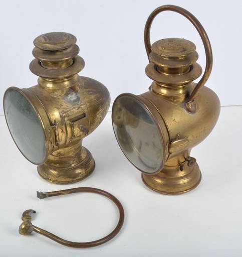 Pair Of Gray & Davis Brass Car Lanterns