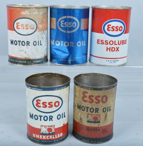 5 Vintage Esso Oil Cans