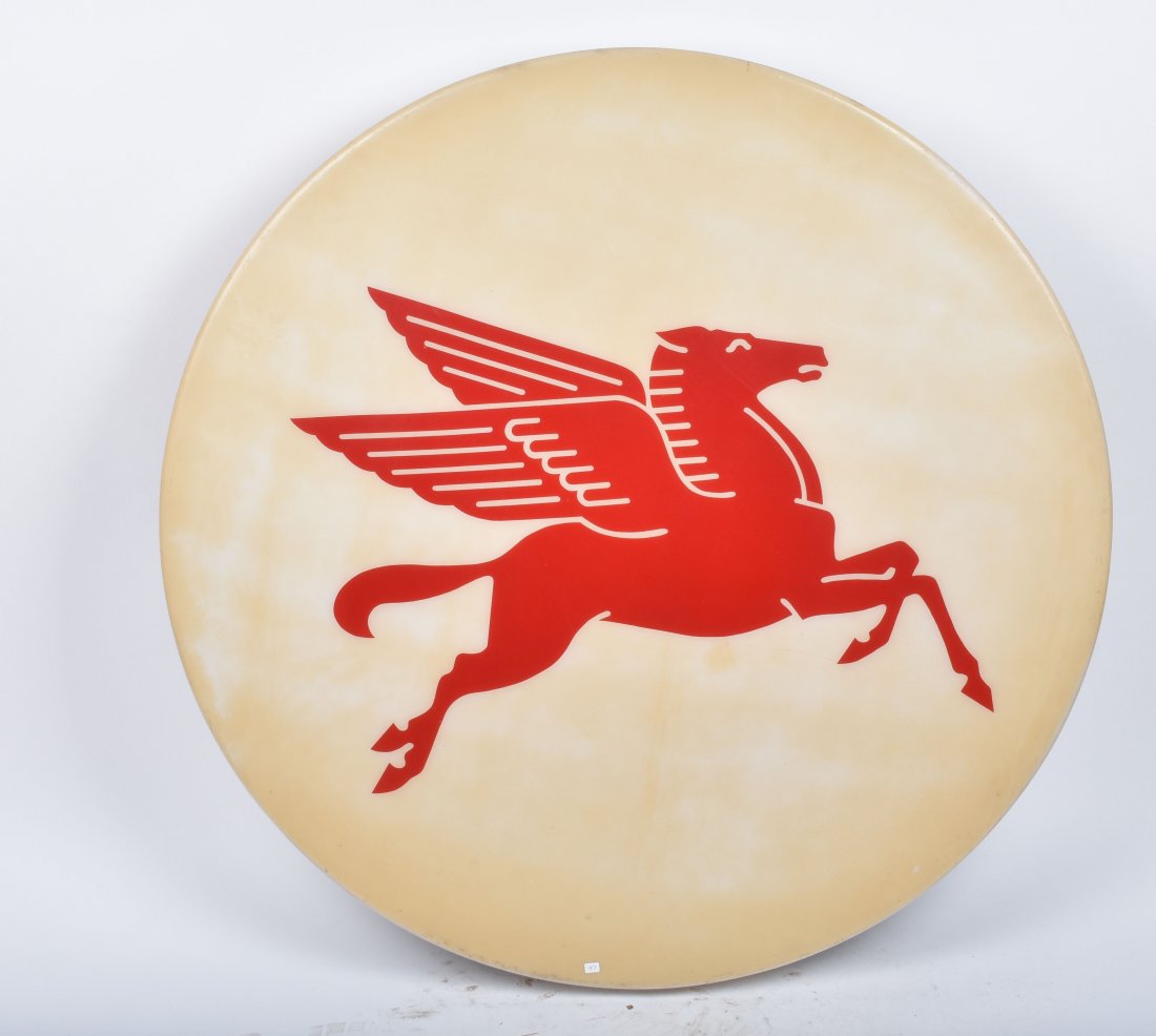 Vintage 48" Mobil Pegasus Round Lighted Sign