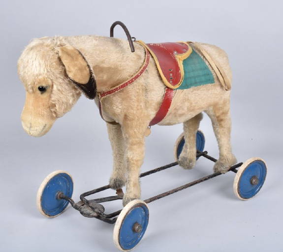 Steiff Donkey On Wheels, Vintage
