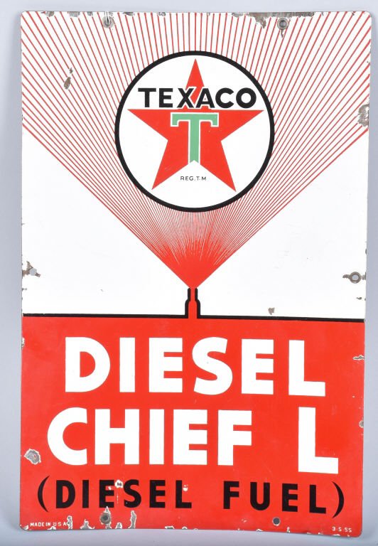 TEXACO DIESEL CHIEF L Porcelain Sign - Apr 02, 2016 | Milestone ...