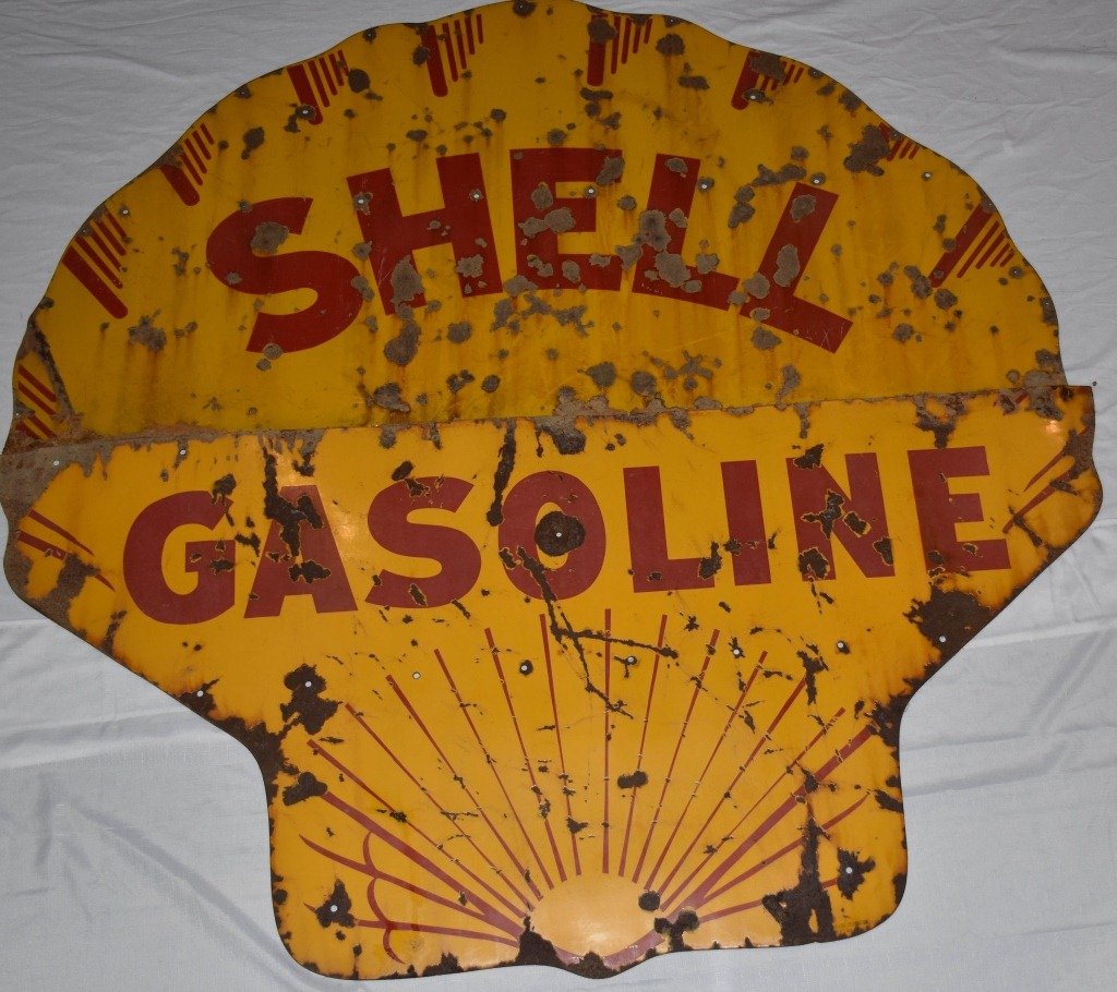 SHELL GASOLINE 2 Piece Porcelain Sign