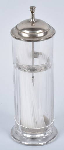 Vintage Glass Straw Holder With Top & Lifter