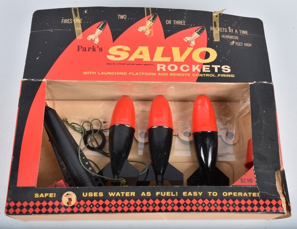 Park Plastics Salvo Rocket Set, 1950's, Boxed