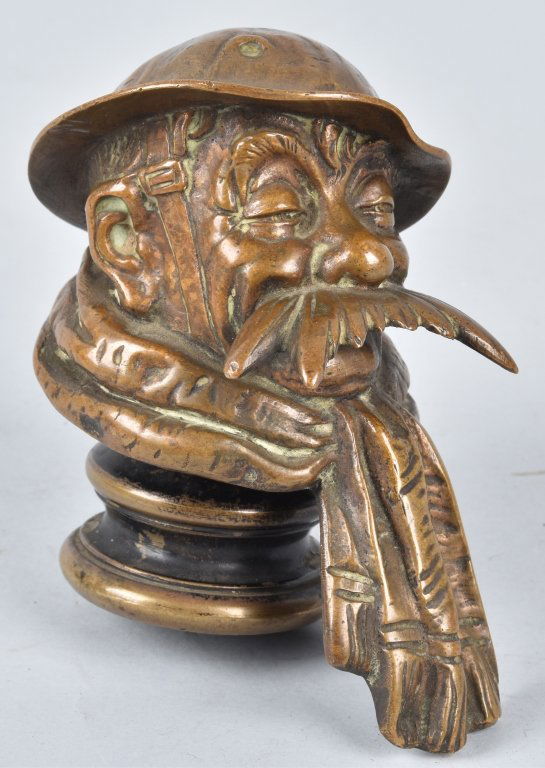 Old Bill Bronze Radiator Cap Mascot, Vintage