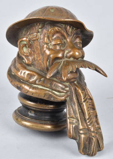 Old Bill Bronze Radiator Cap Mascot, Vintage