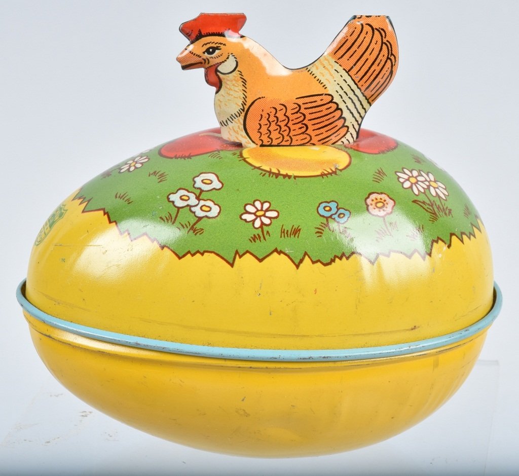 Chein Tin Chicken On Egg Easter Candy Container