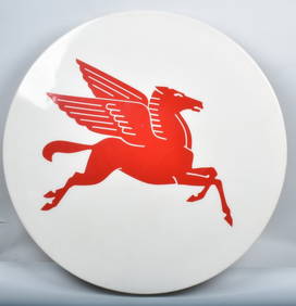 Vintage 48" Mobil Pegasus Round Lighted Sign