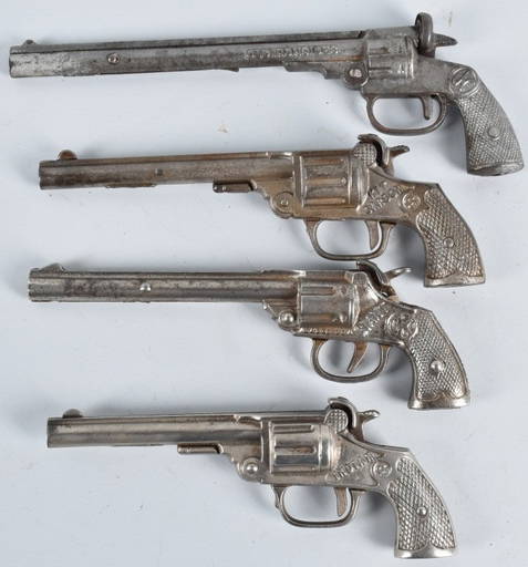4 Cast Iron Long Barrel Cap Guns