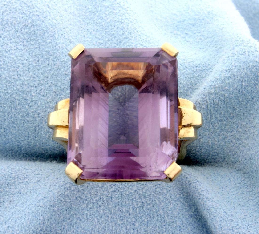 Medieval Gold Bishop's Stirrup Ring with Amethyst