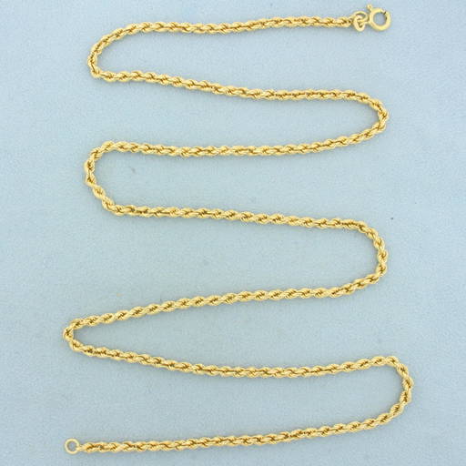 28 Inch Rope Link Chain Necklace In 18k Yellow Gold