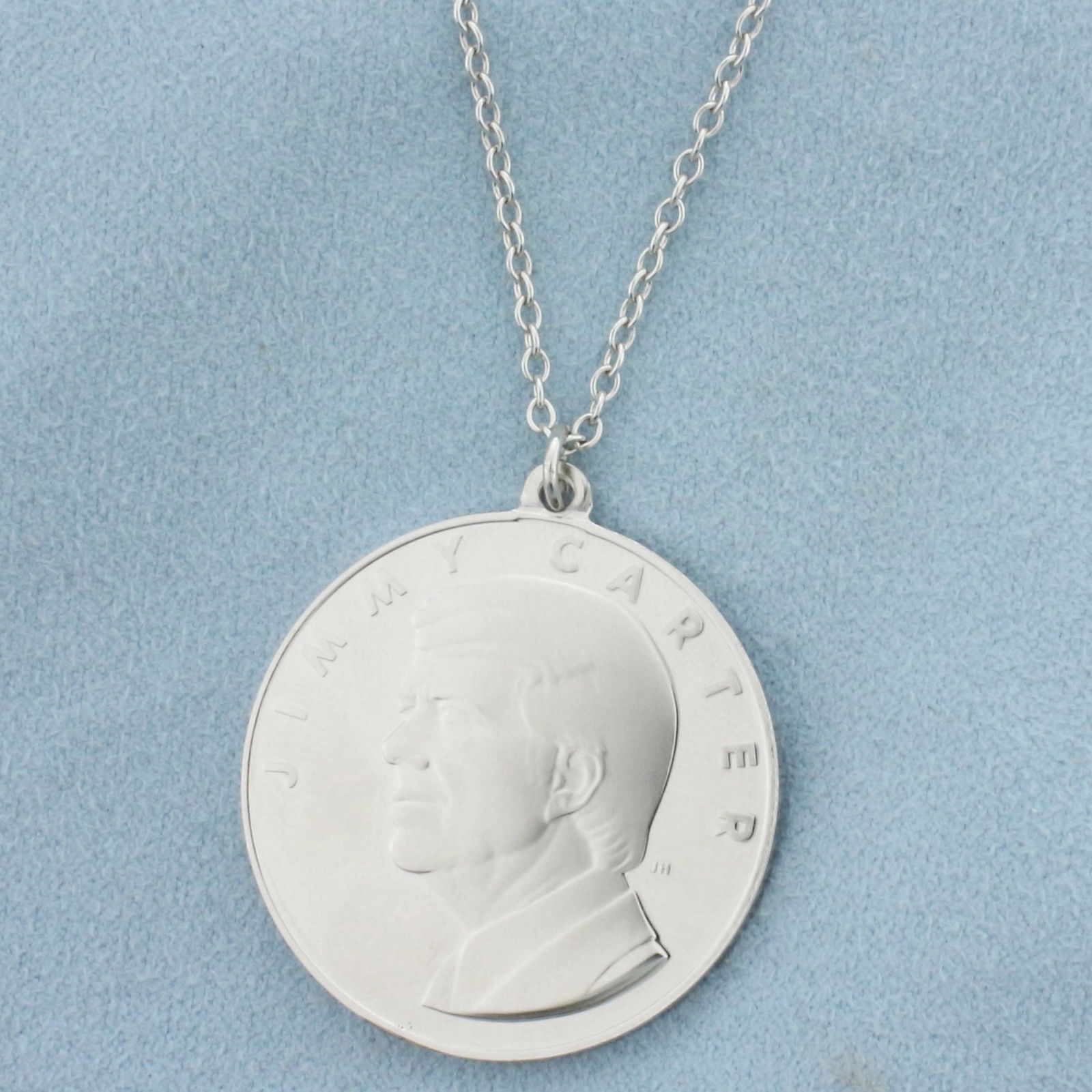 Jimmy Carter .999 Silver Coin Pendant On Sterling Silver Necklace ...