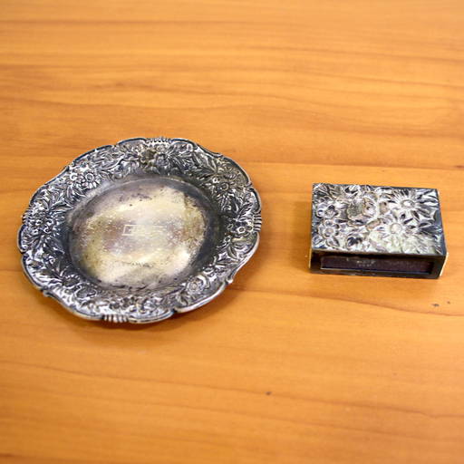 Vintage S. Kirk and Son Repousse Matchbox and Tray in Sterling Silver ...