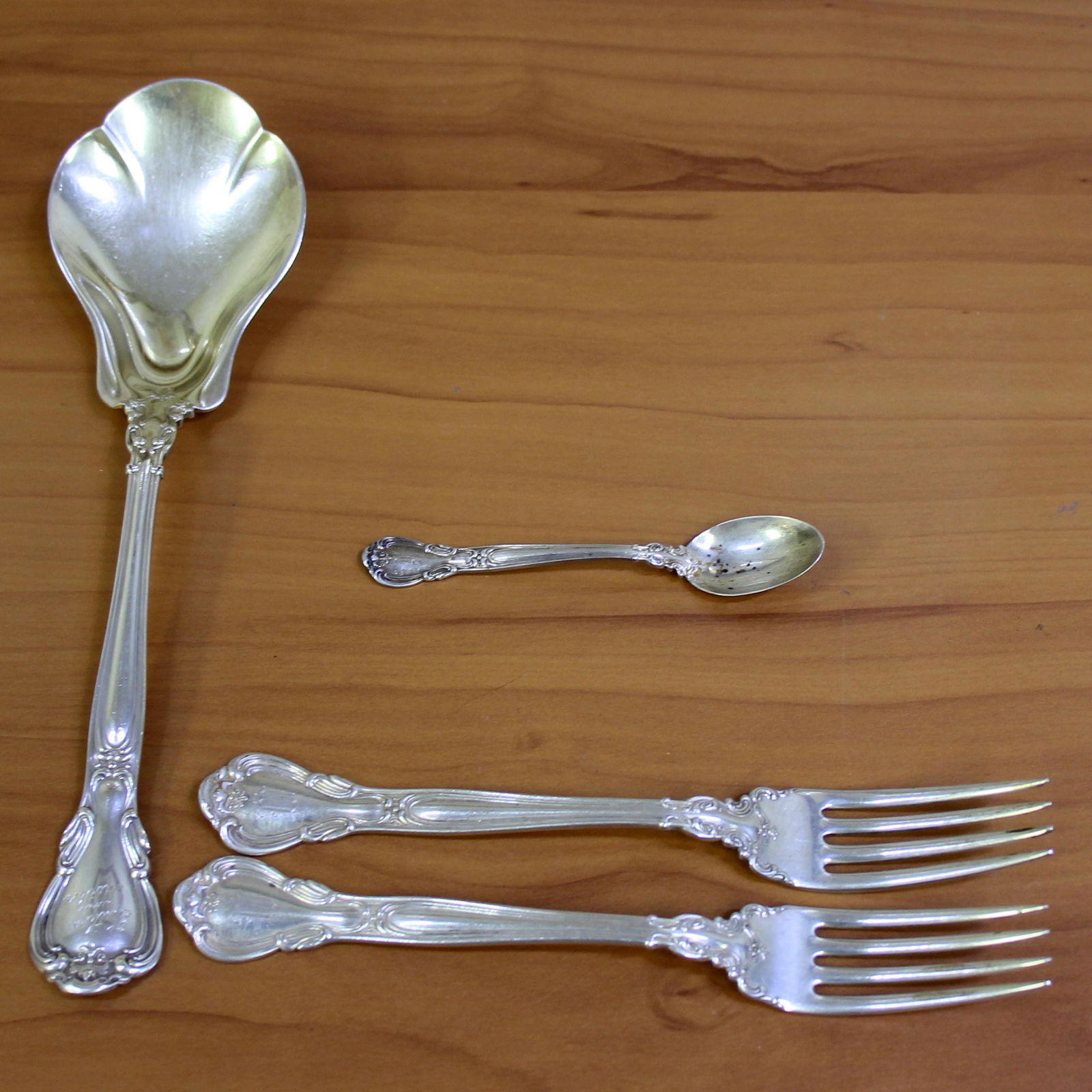 Vintage Set of 4 Piece Gorham Chantilly Sterling Silver Flatware - Mar ...