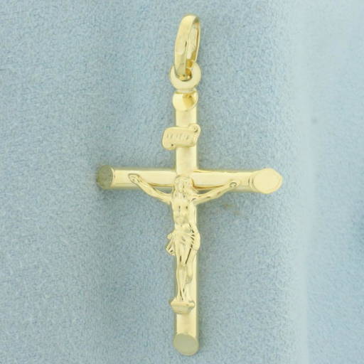 Italian Crucifix Cross Pendant In 18k Yellow Gold
