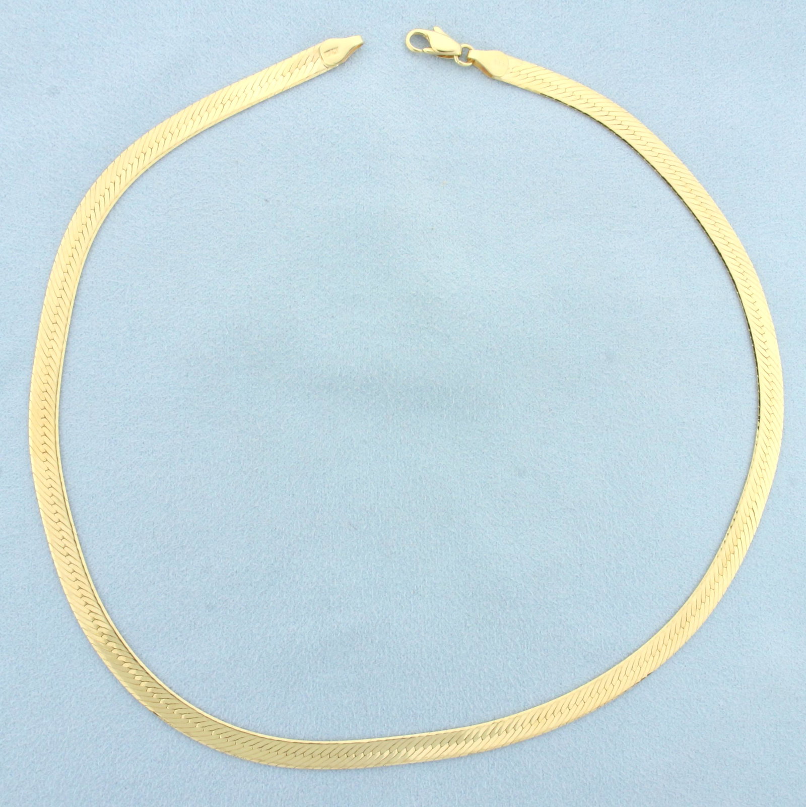 Italian 16 Inch Herringbone Link Chain Necklace In 14k Yellow Gold
