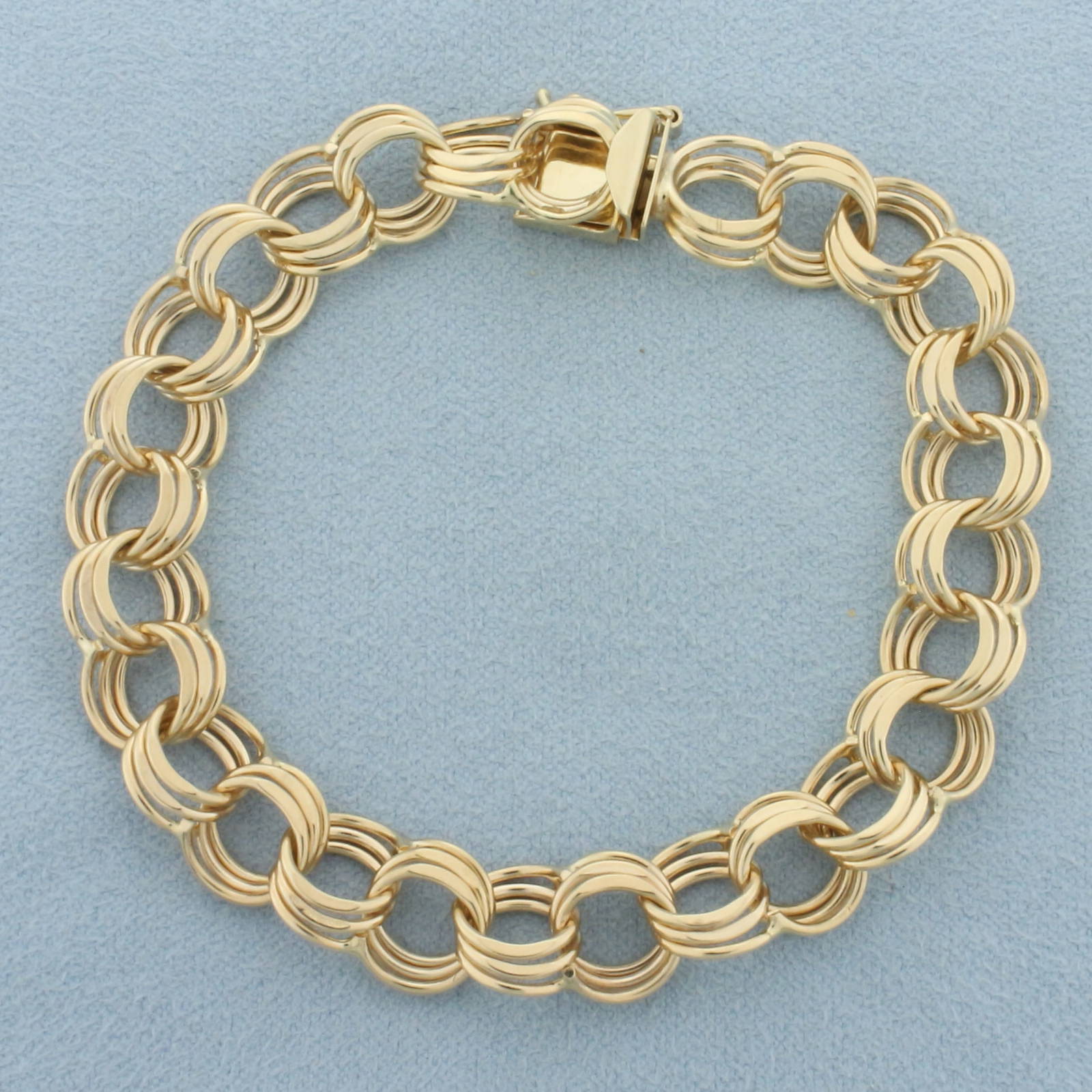 Tripple Loop Charm Bracelet In 14k Yellow Gold Auction